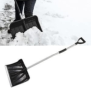 Snow Shovel for Car, Large Capacity Foldable Lightweight Aluminum Telescopic Portable Snow Shovel, Parent Child Playing Snow, Shovel for Garden, Car, Camping with Extra Ice Scrape