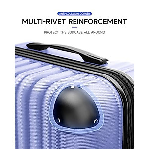 SunnyTour 24In Expandable Checked Luggage, Hard Shell Spinner Suitcase with Wheels for Business/Travel (Lavender)