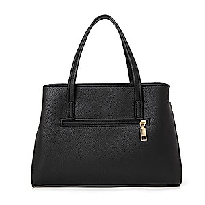 CHERUTY Handbags and Purses for Women, PU Leather Designer Top-Handle Bags Satchel (Black)