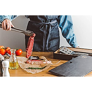 Schmidt Brothers - BBQ Carbon 6, 4-Piece Grilling Accessory Set, Full-Forged Stainless Steel Grilling Utensils Including Spatula, Fork, Basting Brush, and Tongs with All Wood Handles