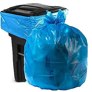 Aluf Plastics H-RBL65 65 Gallon Blue Trash Bags - (Pack of 50) - 2.0 MIL (Equivalent) - Garbage or Recycling Bags 50" x 68" - Large Plastic Can Liners - for Industrial, Home, Contractor, Recycling