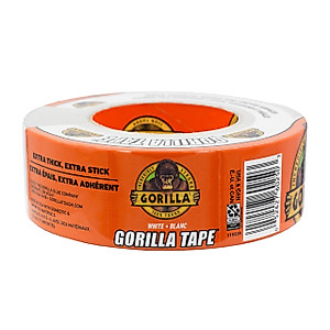 Gorilla Tape, White Duct Tape, 1.88" x 30 yd, White, (Pack of 2)