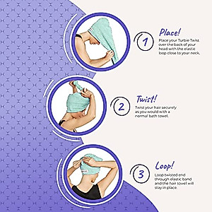 Turbie Twist Microfiber Hair Towel Wrap for Women and Men | 4 Pack | Quick Dry Turban for Drying Curly, Long & Thick Hair (Pink, Purple, Blue, Aqua)