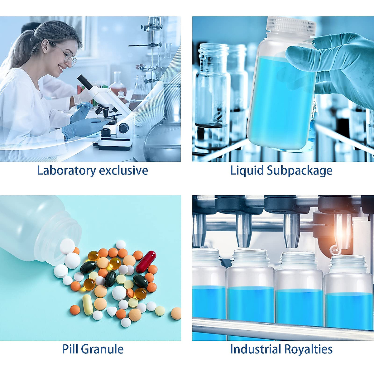 Tatuo 24 Pcs 8oz United Scientific 250ml Plastic Bottles Sample Bottle Wide Mouth Reagent Bottle Lab Reagent Bottle with Lids PP Sample Bottles Translucent Plastic Bottles for Laboratories