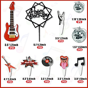 Guitar Cake Toppers Music Theme Birthday Cake Toppers Electric Guitar Model Rock And RollCake Decorations For Rockstar Theme Party Guitar Party Bass Party Supplies (Red)