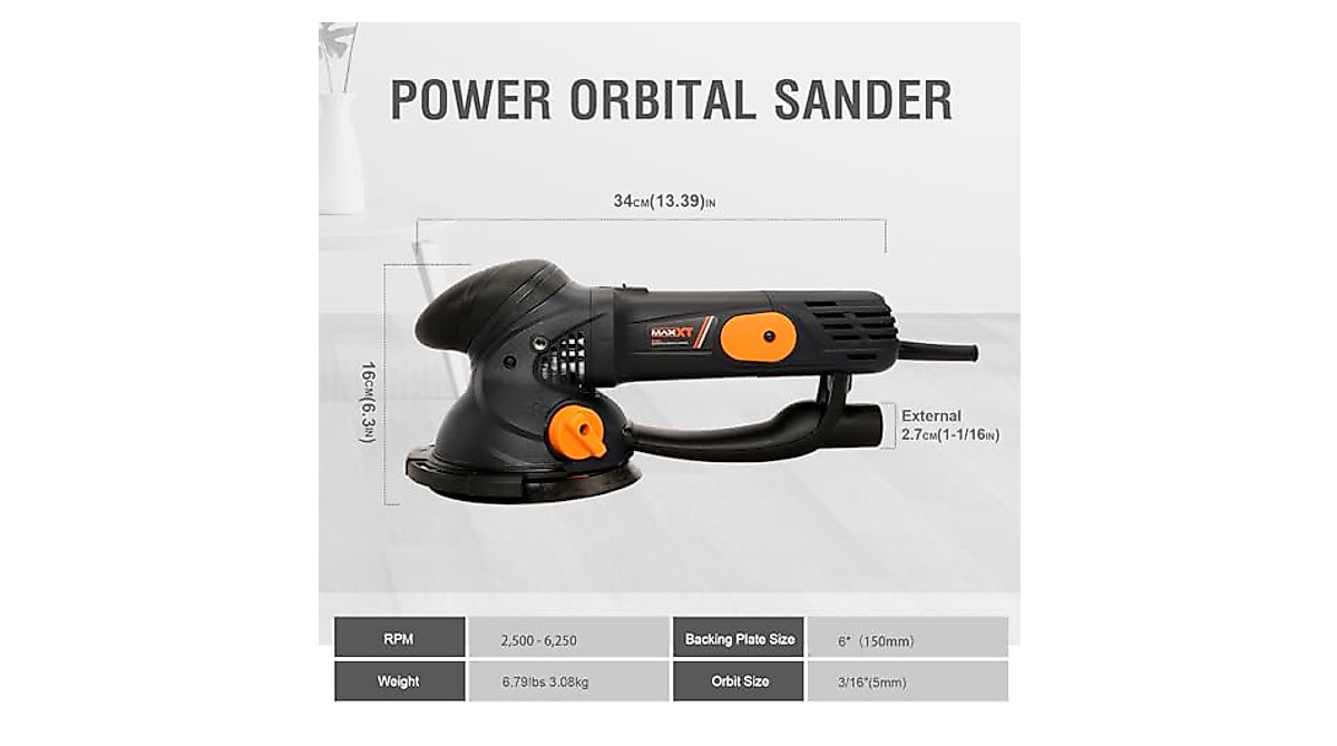 MAXXT Electric 5mm Random Orbital Sander - 500W, Variable Speed