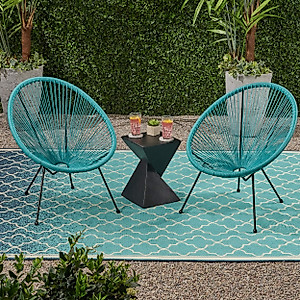 GDFStudio Outdoor Hammock Weave Chair with Steel Frame (Set of 2) - Teal and Black Finish