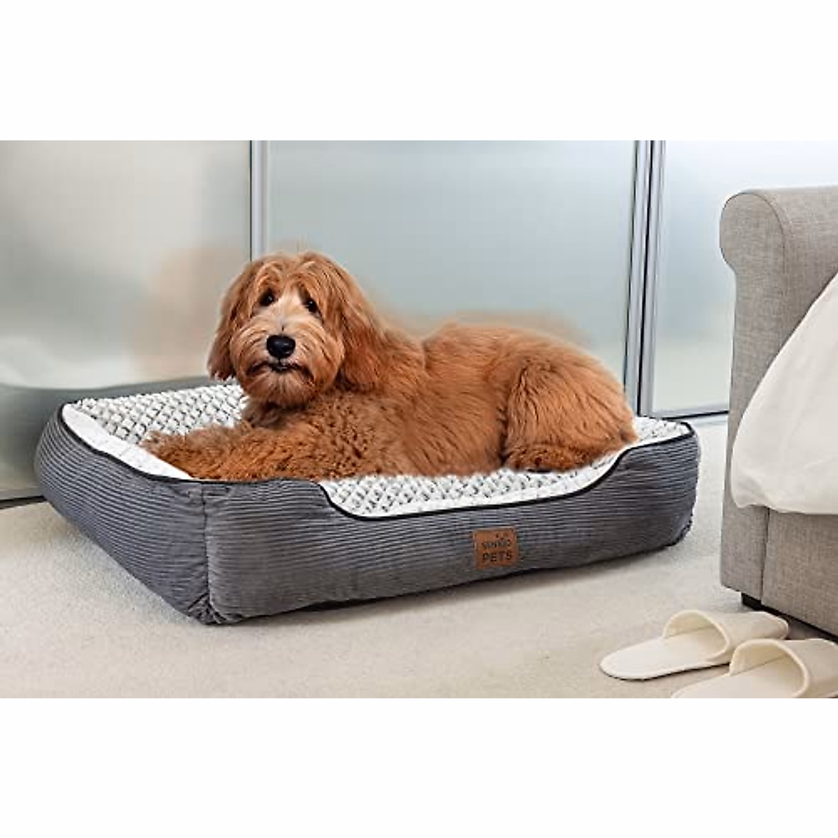 SENSIOHOME Sensio Pets Luxury Dog Cat Pet Bed Size Extra Extra Large Mattress Mat for Dog Cat Crate House with Washable Cover, Super Soft Cosy Plush Warm Comfortable, Grey, 43 x 31 x 7.5 in