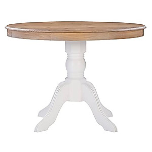 Linon Natural and White 2 Tone Pedestal Dining Harris Table