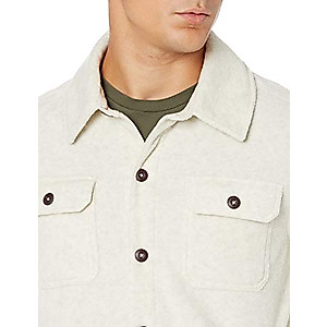 Amazon Essentials Men's Long-Sleeve Polar Fleece Shirt Jacket, Oatmeal Heather, Medium