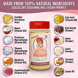 Yes Milady! Eggcellent (8.4oz Ex-Large) Vegan Seasoning and Vitamin B12 Supplement - 100% Natural for Omelets, Quiche, Breakfast Burrito, and Tofu Quick Scramble - Non-GMO and Gluten Free
