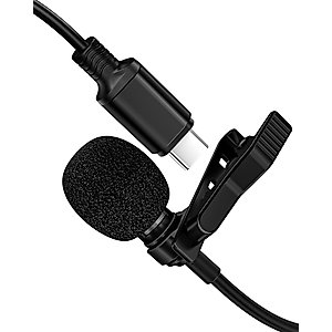 Lavalier Microphone USB C Professional Lapel Clip-on Mic Omni Condenser Little Lav Mic for Video Recording External Noise Cancel Mic for Youtube Vlog ASMR Interview on Android Type-C Device (6.6ft)