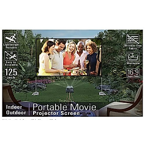 Elite Screens Yard Master Lite, 125-inch Outdoor Projector Screen 16:9 Double Sided Wrinkle-Free Foldable Portable Indoor Movie Projection Screen, | US Based Company 2-Year Warranty,OMS125HLITE