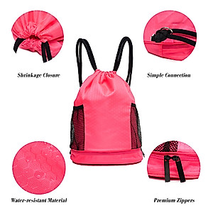 OFLILAK Waterproof Drawstring Backpack, Lightweight Sackpack Drawstring Bag,Swimming Yoga Gym Sports Casual Bags for Women and Men, Pink, One Size