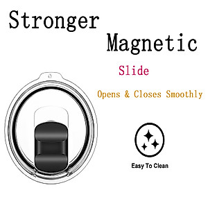 Tumbler Lids for Yeti, 2 Pack Replacement Lids for Yeti 20 oz Tumbler with Magnetic Slider Replacement, 10/24 oz Mug, 10 oz Lowball, Compatible for Ozark Trail, Old Style Rtic(Black+Black)