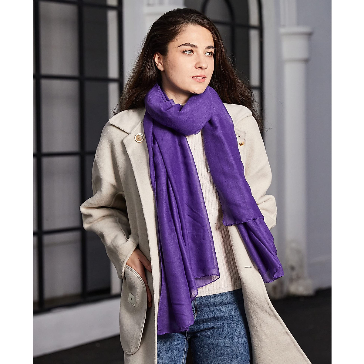 MissShorthair Womens Solid Color Scarfs Long Lightweight Scarf for Women Large Sheer Wrap Shawl