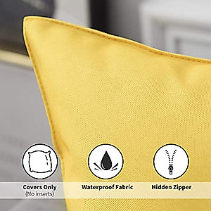 MIULEE Pack of 2 Decorative Outdoor Waterproof Pillow Covers Square Garden Cushion Sham Throw Pillowcase Shell for Patio Tent Couch 18x18 Inch Yellow