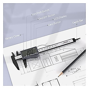 Digital Caliper, 0-6" Calipers Measuring Tool - Electronic Micrometer Caliper with Large LCD Screen, Auto-Off Feature, Inch and Millimeter Conversion