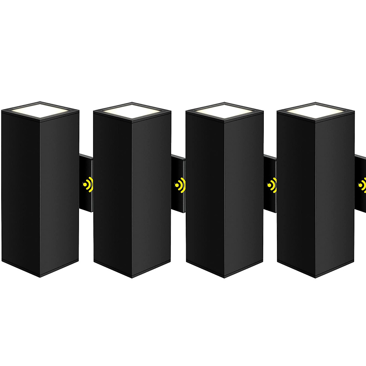 Tesjaso Dusk to Dawn Sensor Outdoor Wall Light Fixtures, LED Square Up and Down Lights, Modern Exterior Patio Lighting Sconce Aluminum IP65 Waterproof Lamp Dual Head NO Bulbs Wall Lantern