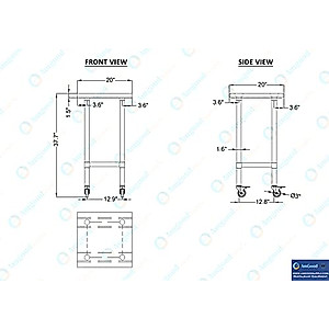 AmGood Stainless Steel Work Table with Casters | Work Station | Metal Utility Table On Wheels (Stainless Steel Work Table + Casters, 20" Long x 20" Deep)