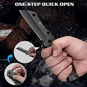 Zxcan Pocket Knife, Folding Knife 5CR13 Carbon Steel Stainless Blade, EDC Knife with Liner Lock, Pocket clip, Tactical Knife for Camping Indoor and Outdoor Activities Men Gift