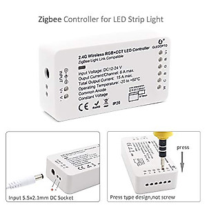 GLEDOPTO Zigbee Controller RGBW RGBCCT 5 in 1 LED Strip Light Controller,Compatible with SmartThings Hub, Zigbee Zll Link Device Amazon Alexa Echo,Smart Voice Timer APP Controller (RGBCCT)