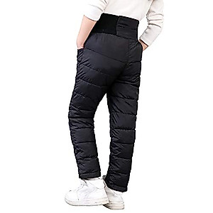UGREVZ Girls Boys Snow Pants 2-9 Years Old Thick Winter Warm Pants Girl Activewear Clothes(A0001Black-8)
