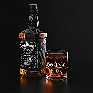 DAZLUTE Coworker Gift, Because Work Whiskey Glass, Funny Boss Day Gift Christmas Gift Office Gift Birthday Gift for Coworker Boss Friends Women or Men, 10Oz Coworker Old Fashioned Glass