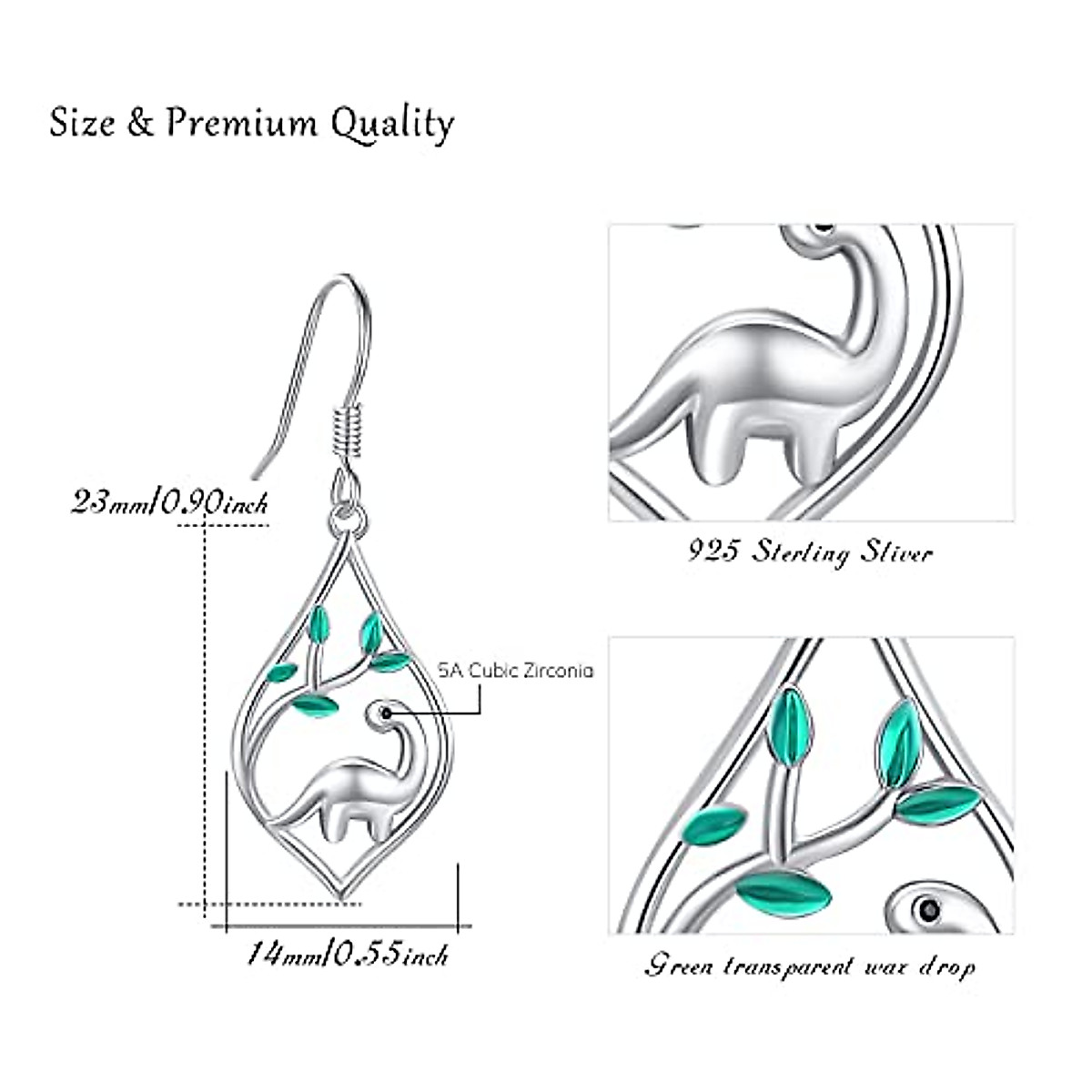 Dinosaur Earrings for Women 925 Sterling Silver Cute Dinosaur Dangle Earrings Hypoallergenic Dinosaur Jewelry Gifts for Women Teens Wife Birthday Christmas