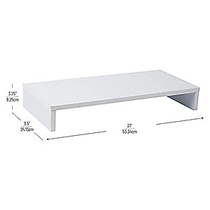 Mind Reader Woodland Collection, Monitor Stand 33 lb. Capacity, Desktop Organizer, Set of 2, 21" L x 9.5" Wx 3.25" H, 2 Pack, White