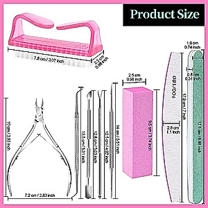 FANDAMEI Nail Care Tool Kit, Nail Files 100/180, Nail Buffer Block, Cuticle Nippers, Cuticle Trimmer, Cuticle Pusher, Nail Lifter for Ingrown Toenails, Nail Tools, Nail Kit, Pedicure & Manicure Tools