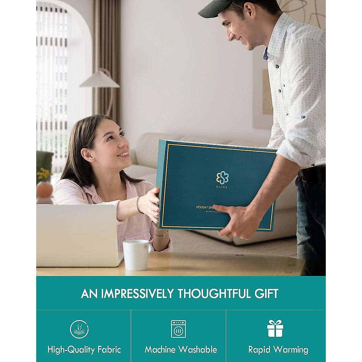 Kaisa Big Blanket 120” x 120" Oversized Huge Blanket 10' x 10' Large Blanket Throw Soft Smooth Cozy Plush Fluffy Flannel Blanket, Outdoor Blanket and Giant Picnic Blanket, Gray