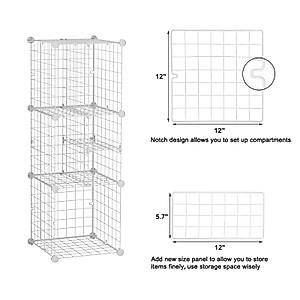C&AHOME Wire Cube Storage, Wire Grids Organizer Unit with Large and Small Dividers, Metal C Grids Shelving, Storage Bins, Ideal for Closet Cabinet, Bedroom, Living Room, Office, Dormitory, White