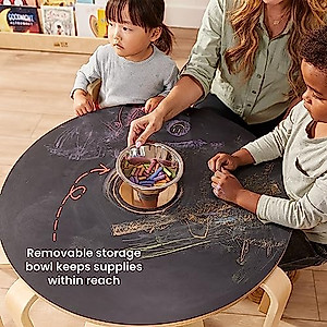 ECR4Kids Bentwood Chalkboard Table and Chair Set, Kids Furniture, Natural, 5-Piece