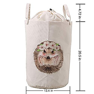 LifeCustomize Large Laundry Hamper Basket Hedgehog Flowers Clothing Storage Bins Boxes Toy Organizer Foldable Waterproof Nursery Hamper with Handles