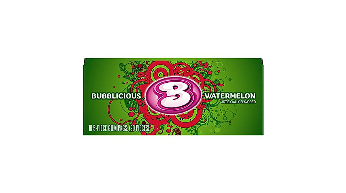 Bubblicious Watermelon Bubble Gum - 18 Packs of 5 Pieces