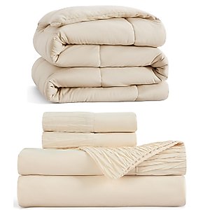 Bedsure California King Duvet Insert Bundle California King Sheet Sets Beige