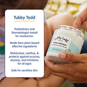 TUBBY TODD All Over Ointment - Baby Eczema Cream - Everyday Multi-Purpose Baby Skin Relief Cream - Sensitive Skin, Dry Skin & Irritation - Steroid & Gluten Free - Fragrance Free, 2 Pack 3.5oz & 8oz