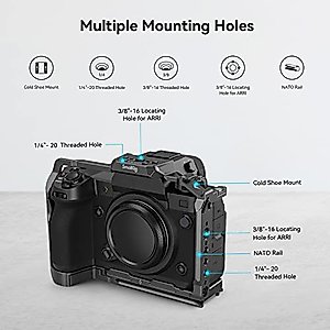SmallRig X-H2 / X-H2S Camera Full Cage for FUJIFILM X-H2 / X-H2S, Aluminum Alloy Video Making Camera Rig with NATO Rails, Quick Release Plate for Arca, Support Horizontal and Vertical Shooting - 3934