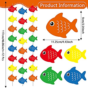 12 Packs Gone Fishing Party Banners Little Fisherman Garland Kit Fishing Themed Hanging Swirl The Big One Birthday Paper Cutouts for The First Birthday Party Home Classroom Favor Supplies Decoration