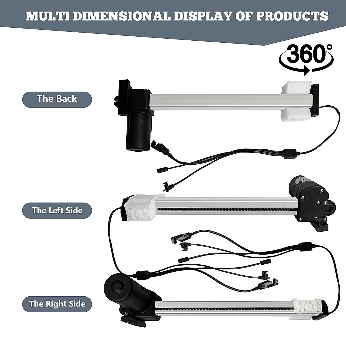 Kroshine Power Recliner Motor Replacement with Cord Model ML8-233 Linear Actuator for Sofa Lift Chair Couch Massage Seat Bed, Aluminum