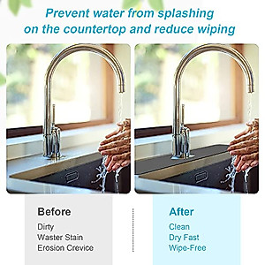 6Pcs Kitchen Faucet Splash Guard, Fast Drying Faucet Absorbent Mat Bathroom Sink Splash Guard Behind Faucet Splash Catcher Faucet Mat for Kitchen Sink Home Farmhouse Bar RV, 15'' x 5.4''