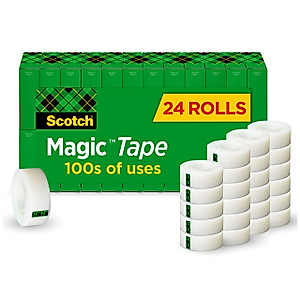 Scotch Magic Tape, 24 Rolls, Numerous Applications, Invisible, Engineered for Repairing, 3/4 x 1000 Inches, Boxed (810K24)