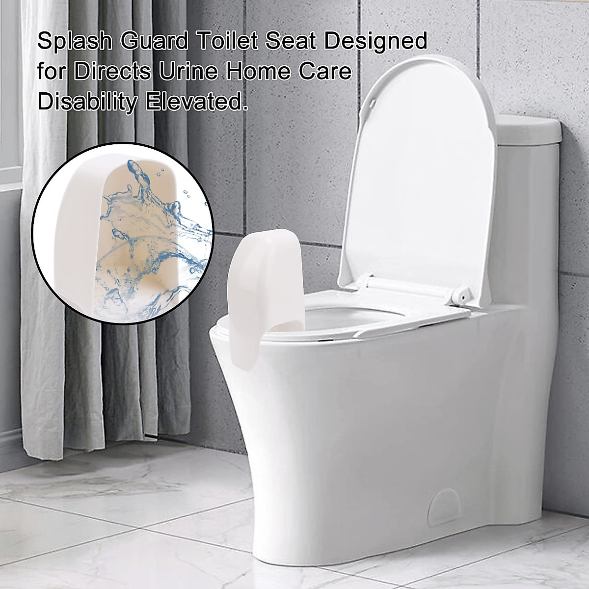 Rugam Splash Guard Toilet Seat Design for Directs Urine Home Care Disability Elevated Fits Most Toilet Seats - measures 14.0 x 6.0 x 4.0 inches White