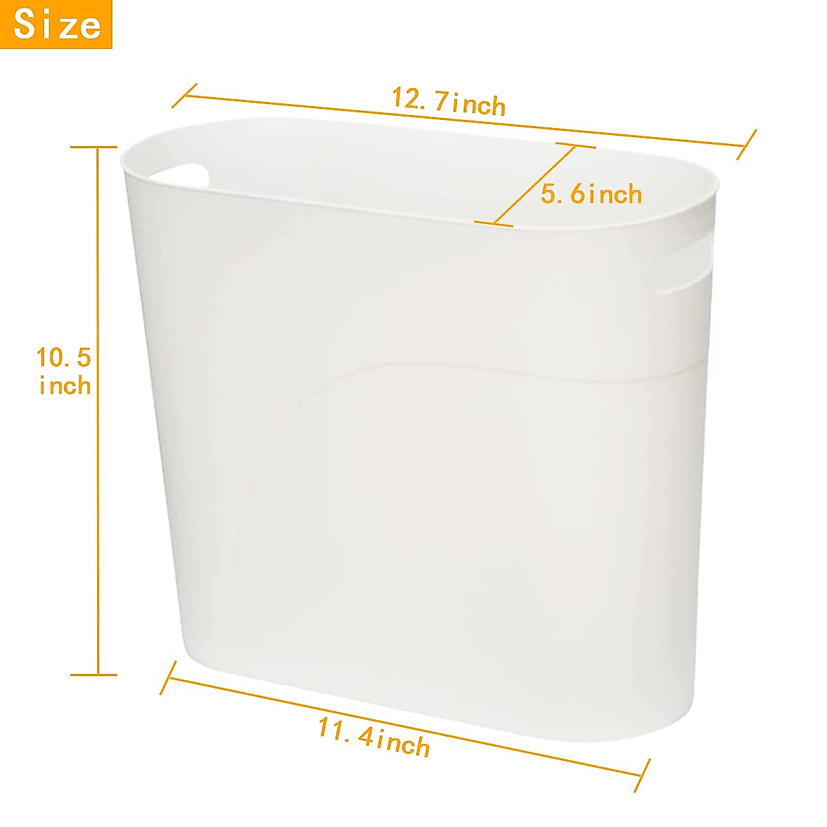 LOSYHU 2 Pack Small Narrow Trash Can with Handles 3.2 Gallon/12 L White Slim Waste Basket Office Narrow Garbage Bin Slim Garbage Container Bin Fits Bathroom, Under Desk, Home