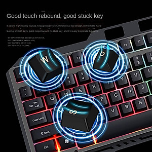 NC Backlit RGB Keyboard and Mouse Combination, Adjustable Breathing Light, Wired Gaming Keyboard, Wrist Rest Keyboard, Adjustable DPI Gaming Mouse, Suitable for Mac, PC and Laptop Gamers (Black)