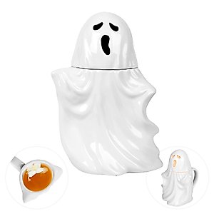 zhqinger Ghost Coffee Mug Halloween Water Cup White Ceramic 15oz/450ml Funny Mugs Novelty Tea Cup with Lid and Handle Gift for Friends Familiers Women Men