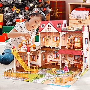 Doll House Dollhouse with Light, Dream Gift for Girls