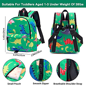 Accmor Toddler Harness Backpack Leash, Baby Dinosaur Backpacks with Anti Lost Wrist Link, Cute Mini Child Backpack Wristband Tether Strap and Protection Leashes for Baby Boys (Green)