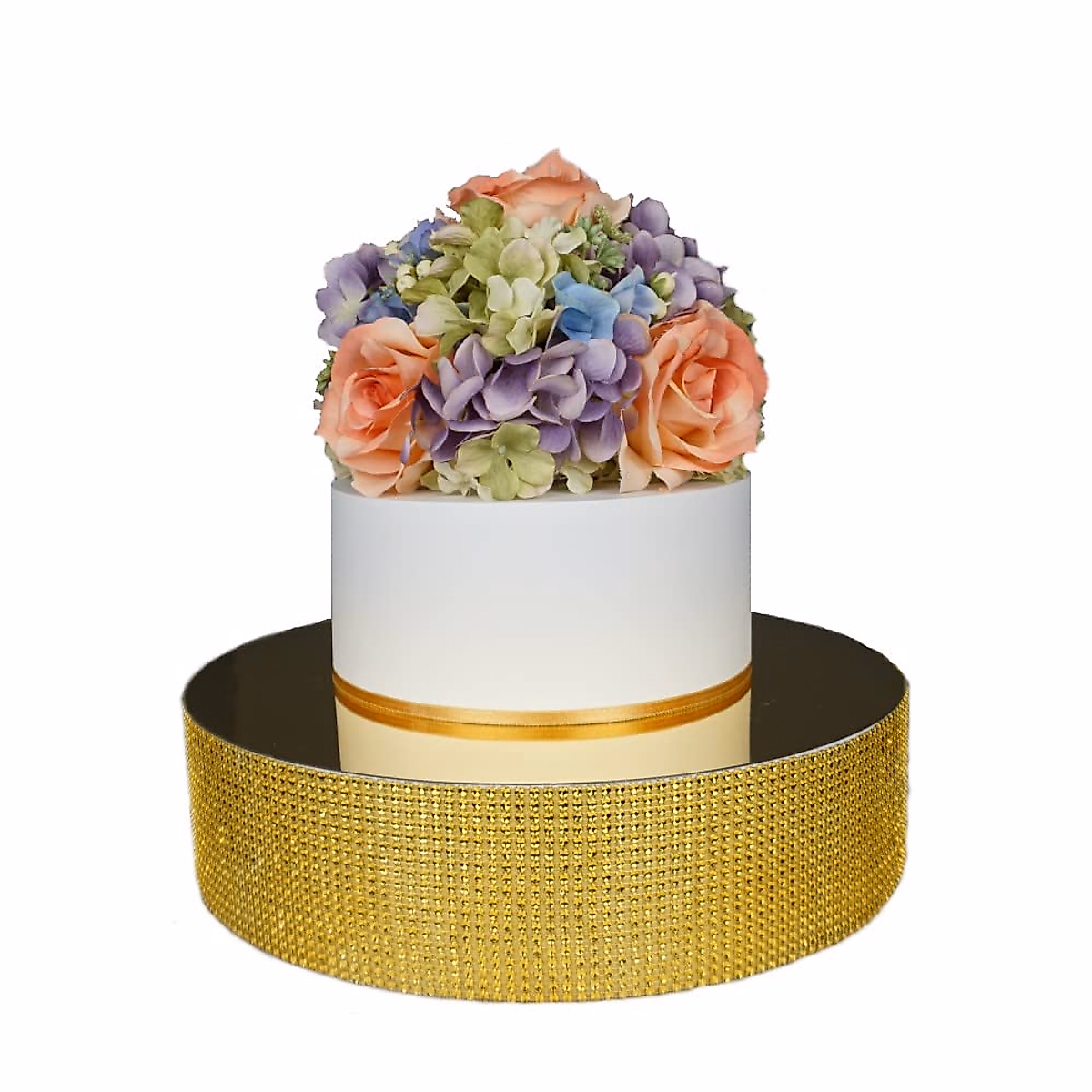 BLISS & DANE Bling Wedding Cake Stand (12 inch Round, Gold), Mirror Top, Rhinestones I Wedding Centerpiece I Table Decor I Cupcake Stand I Dessert Riser I Wedding Favors I Party Tray